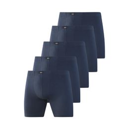 H.I.S. Langer Boxer H.I.S "Langer Boxer Boxershorts f&uuml;r Herren", Herren, Gr. 3 (XS), 5 Stk., blau, Jersey, Obermaterial: 95% Baumwolle, 5% Elasthan, unifarben, k&ouml;rpernah, Unterhosen, Boxershorts f&uuml;r Herren, mit Logo am Bund