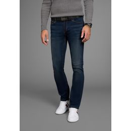 Straight-Jeans Bruno Banani "Hutch", Herren, Gr. 38, L&auml;nge 32, blau (dunkelblau), Denim/Jeans, Obermaterial: 98% Baumwolle, 2% Elasthan, normal lang, Jeans Straight-Jeans, gerade geschnittenes Bein, niedrige Leibh&ouml;he, regul&auml;re Passform, Topseller