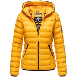 Steppjacke Navahoo "Neevia", Damen, Gr. L (40), gelb, Obermaterial: 100% Nylon, figurbetont h&uuml;ftlang, &Auml;rmel ohne &Auml;rmelschlitz elastischer Bund kontrastfarben, Jacken Steppjacke, modische Damen &Uuml;bergangsjacke mit Kapuze