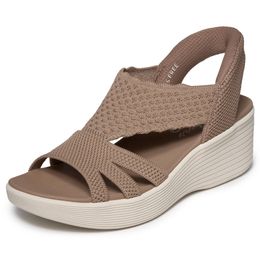 Plateausandale Skechers "PARALLEL LITE-SUMMER INVITE", Damen, Gr. 40, braun, Textil, Strukturmuster, Schuhe, Schlupfschuh, Sandalette, Sommerschuh mit softem Fersenriemen