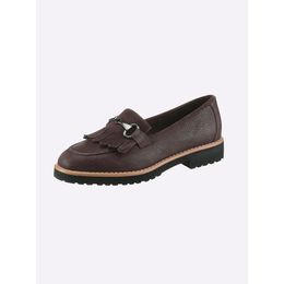 Slipper Heine, Damen, Gr. 36, braun, Leder, Veloursleder, Schuhe Slipper
