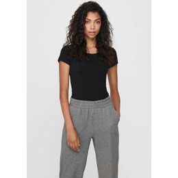 Rundhalsshirt Only "ONLLIVE &ndash; Rundhalsshirt mit figurbetonter Silhouette", Damen, Gr. M, schwarz, Jersey, Obermaterial: 95% Baumwolle, 5% Elasthan, unifarben, sehr figurbetont normal, tiefer Rundhals, Shirts Rundhalsshirt, sehr figurbetont, modisch, Baumwollmischung, Jersey, tiefer Rundhals