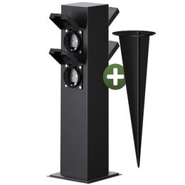 Monzana Gartensteckdose Schwarz 4er-Stecker 38x12,5x12,5cm