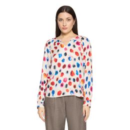 Schlupfbluse Cartoon "Damen mit Raffung", Damen, Gr. 34, nature, rot, Obermaterial: 100% Viskose, l&auml;ssig geschnitten normal, V-Ausschnitt, Blusen Schlupfbluse