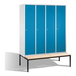 C+P Umkleidespind Classic mit Sitzbank, 4 Abteile, H2090xB1590xT500/815mm Front Lichtblau Korpus Lichtgrau ; C + P M&ouml;belsysteme (8050-42|S10001)