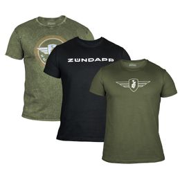 Z&uuml;ndapp 3 Z&uuml;ndapp T-Shirt mit Print retro f&uuml;r Herren oder Damen S - XXL Dreierpack Basic Shirt unisex 100 % Baumwolle