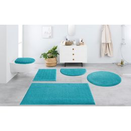 Badematte OTTO HOME "Vanessa, Badvorleger, Badezimmer Teppich" Gr. 8, blau (t&uuml;rkis), H:10mm, Polyester, Badematten, Badematte, Badteppich, weiche Haptik, unifarben