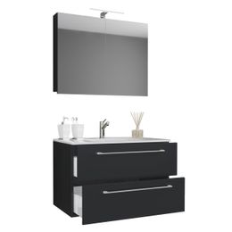 Waschtisch Vcm "3-tlg. Waschplatz Waschtisch Badinos Schublade SP", schwarz, B:60cm T:46cm, Waschtische, Waschtisch