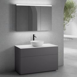 neoro n50 Unterschrank B: 120 cm mit 2 Ausz&uuml;gen, Waschtisch &Oslash; 45 cm wei&szlig; matt, mit Spiegelschrank f&uuml;r die Schweiz,,