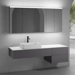 neoro n50 M&ouml;belanlage B: 180 cm mit 3 Ausz&uuml;gen, Waschtisch B: 58 cm wei&szlig; matt, mit Spiegelschrank f&uuml;r die Schweiz,,