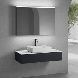 neoro n50 Unterschrank B: 120 cm mit 1 Auszug, Waschtisch B: 58 cm wei&szlig; matt, mit Spiegelschrank f&uuml;r die Schweiz,,