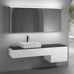 neoro n50 M&ouml;belanlage B: 180 cm mit 3 Ausz&uuml;gen, Waschtisch B: 58 cm wei&szlig; matt, mit Spiegelschrank f&uuml;r die Schweiz,,