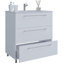 Waschtisch Vcm "2-tlg. Waschplatz Waschtisch Badinos 3 Schublade", wei&szlig;, B:60cm T:46cm, Waschtische, Waschtisch