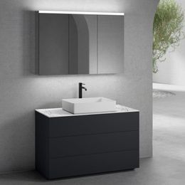 neoro n50 Unterschrank B: 120 cm mit 3 Ausz&uuml;gen, Waschtisch B: 58 cm wei&szlig; matt, mit Spiegelschrank f&uuml;r die Schweiz,,