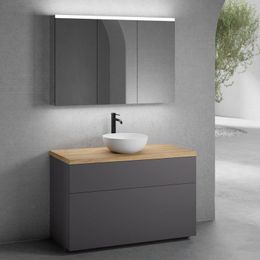 neoro n50 Unterschrank B: 120 cm mit 2 Ausz&uuml;gen, Waschtisch &Oslash; 40 cm wei&szlig; matt, mit Spiegelschrank f&uuml;r die Schweiz,,