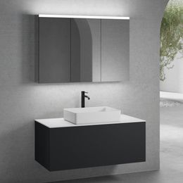 neoro n50 Unterschrank B: 120 cm mit 1 Auszug, Waschtisch B: 58 cm wei&szlig; matt, mit Spiegelschrank f&uuml;r die Schweiz,,