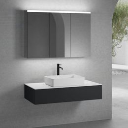neoro n50 Unterschrank B: 120 cm mit 1 Auszug, Waschtisch B: 58 cm wei&szlig; matt, mit Spiegelschrank f&uuml;r die Schweiz,,