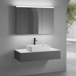 neoro n50 Unterschrank B: 120 cm mit 1 Auszug, Waschtisch B: 58 cm wei&szlig; matt, mit Spiegelschrank f&uuml;r die Schweiz,,