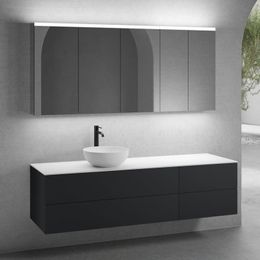 neoro n50 M&ouml;belanlage B: 180 cm mit 4 Ausz&uuml;gen, Waschtisch &Oslash; 40 cm wei&szlig; matt, mit Spiegelschrank f&uuml;r die Schweiz,,