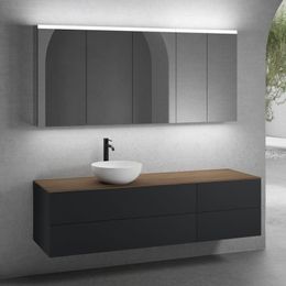neoro n50 M&ouml;belanlage B: 180 cm mit 4 Ausz&uuml;gen, Waschtisch &Oslash; 40 cm wei&szlig; matt, mit Spiegelschrank f&uuml;r die Schweiz,,