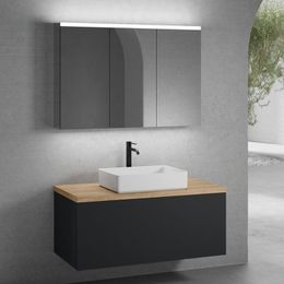 neoro n50 Unterschrank B: 120 cm mit 1 Auszug, Waschtisch B: 58 cm wei&szlig; matt, mit Spiegelschrank f&uuml;r die Schweiz,,