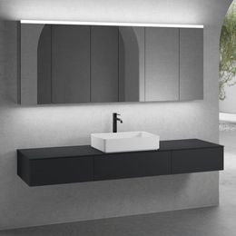 neoro n50 M&ouml;belanlage B: 200 cm mit 3 Ausz&uuml;gen, Waschtisch B: 58 cm wei&szlig; matt, mit Spiegelschrank f&uuml;r die Schweiz,,