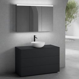 neoro n50 Unterschrank B: 120 cm mit 3 Ausz&uuml;gen, Waschtisch &Oslash; 45 cm wei&szlig; matt, mit Spiegelschrank f&uuml;r die Schweiz,,