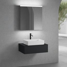 neoro n50 Unterschrank B: 80 cm mit 1 Auszug, Waschtisch B: 58 cm wei&szlig; matt, mit Spiegelschrank f&uuml;r die Schweiz,, BN0065WM+BN0412BM+BN0402BM+BN0486MI,