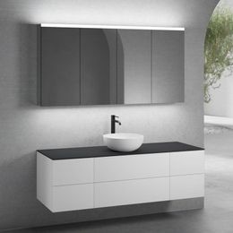 neoro n50 M&ouml;belanlage B: 160 cm mit 6 Ausz&uuml;gen, Waschtisch &Oslash; 40 cm wei&szlig; matt, mit Spiegelschrank f&uuml;r die Schweiz,,