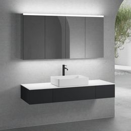 neoro n50 M&ouml;belanlage B: 160 cm mit 3 Ausz&uuml;gen, Waschtisch B: 58 cm wei&szlig; matt, mit Spiegelschrank f&uuml;r die Schweiz,,
