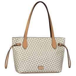 Shopper Gabor "Barina", Damen, Gr. B/H/T: 41,5cm x 29cm x 13cm, wei&szlig;, Polyurethan, beschichtet, gepflegt, kontrastfarbene Details, Taschen Shopper, aus Lederimitat mit charakteristischem All-Over-Druck und Metall Logo