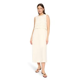 Druckkleid Cartoon "Damen mit Stickerei", Damen, Gr. 40, Normalgr&ouml;&szlig;en, eggnog, Obermaterial: 100% Viskose, A-Linie lang, Rundhals, Kleider Druckkleid