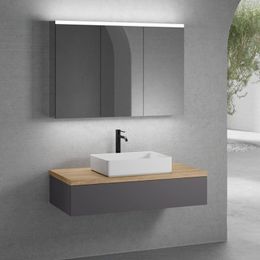 neoro n50 Unterschrank B: 120 cm mit 1 Auszug, Waschtisch B: 58 cm wei&szlig; matt, mit Spiegelschrank f&uuml;r die Schweiz,,