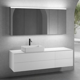 neoro n50 M&ouml;belanlage B: 180 cm mit 4 Ausz&uuml;gen, Waschtisch B: 58 cm wei&szlig; matt, mit Spiegelschrank f&uuml;r die Schweiz,,