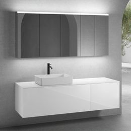 neoro n50 M&ouml;belanlage B: 180 cm mit 2 Ausz&uuml;gen, Waschtisch B: 58 cm wei&szlig; matt, mit Spiegelschrank f&uuml;r die Schweiz,,