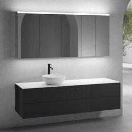 neoro n50 M&ouml;belanlage B: 180 cm mit 4 Ausz&uuml;gen, Waschtisch &Oslash; 40 cm wei&szlig; matt, mit Spiegelschrank f&uuml;r die Schweiz,,