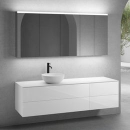 neoro n50 M&ouml;belanlage B: 180 cm mit 4 Ausz&uuml;gen, Waschtisch &Oslash; 40 cm wei&szlig; matt, mit Spiegelschrank f&uuml;r die Schweiz,,