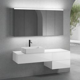 neoro n50 M&ouml;belanlage B: 160 cm mit 3 Ausz&uuml;gen, Waschtisch B: 58 cm wei&szlig; matt, mit Spiegelschrank f&uuml;r die Schweiz,,
