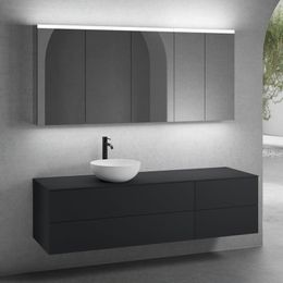 neoro n50 M&ouml;belanlage B: 180 cm mit 4 Ausz&uuml;gen, Waschtisch &Oslash; 45 cm wei&szlig; matt, mit Spiegelschrank f&uuml;r die Schweiz,,