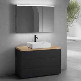 neoro n50 Unterschrank B: 120 cm mit 3 Ausz&uuml;gen, Waschtisch B: 58 cm wei&szlig; matt, mit Spiegelschrank f&uuml;r die Schweiz,,