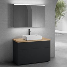 neoro n50 Unterschrank B: 120 cm mit 2 Ausz&uuml;gen, Waschtisch B: 58 cm wei&szlig; matt, mit Spiegelschrank f&uuml;r die Schweiz,,