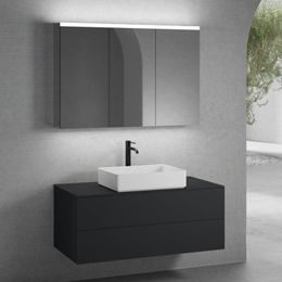 neoro n50 Unterschrank B: 120 cm mit 2 Ausz&uuml;gen, Waschtisch B: 58 cm wei&szlig; matt, mit Spiegelschrank f&uuml;r die Schweiz,,