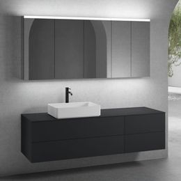 neoro n50 M&ouml;belanlage B: 180 cm mit 4 Ausz&uuml;gen, Waschtisch B: 58 cm wei&szlig; matt, mit Spiegelschrank f&uuml;r die Schweiz,,