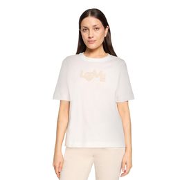 Kurzarmshirt Cartoon "Damen mit Rundhalsausschnitt", Damen, Gr. 36, patch cream, nature, Obermaterial: 100% Baumwolle, loose fit normal, Rundhals, Shirts