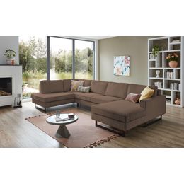 Wohnlandschaft Home Affaire "Pinto, 350 cm, U-Form, XXL, mit Ottomanen", braun, B:350cm H:85cm T:206cm, 92% Polyester, 8% Nylon, Sofas, Wohnlandschaft, Cord, Chenille, Lederoptik, mit Keder, Metallf&uuml;&szlig;e, Wellenunterfederung