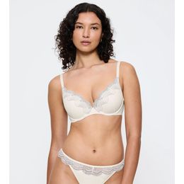 Push-up-BH Triumph "Comfort Glam WHU", Damen, Gr. 85, Cup B, wei&szlig; (silk wei&szlig;), Spitze, Obermaterial: 46% Polyester, 41% Polyamid, 13% Elasthan, BHs Push-up-BH, Comfort Wire