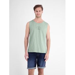 Muskelshirt Lerros "Luftiges Tanktop aus Baumwolle mit trendigem Slogan-Print", Herren, Gr. L, bay gr&uuml;n, 100% Baumwolle, Rundhals, Shirts