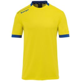 T-Shirt Kempa "Shirt PLAYER TRIKOT Kids", M&auml;dchen, Gr. 116, gelb (limonengelb, royal), Obermaterial: 100% Polyester PES., Shirts T-Shirt