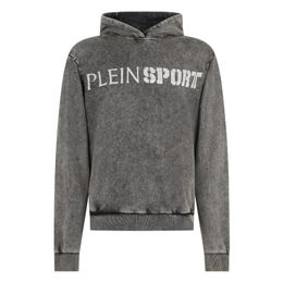 Sweatshirt Plein Sport "Washed Hoodie Crackle Scratch", Herren, Gr. L, 02, schwarz, Stoff: 100% Baumwolle, Sweatshirts Sweatshirt