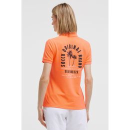 Poloshirt SOCCX, Damen, Gr. L, electric orange, Piqu&eacute;, Material: 60% Polyester, 35% Baumwolle, 5% Elasthan, bedruckt, regular fit normal, hoch geschlossener Ausschnitt, eingesetzt B&uuml;ndchen, Shirts, mit Puff-Print